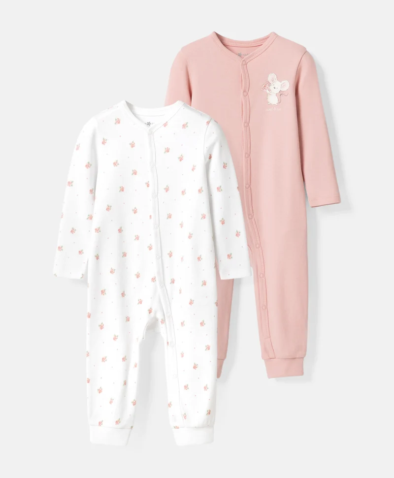 Set pajaca za bebe sa mišem i cvetovima 100% pamuk