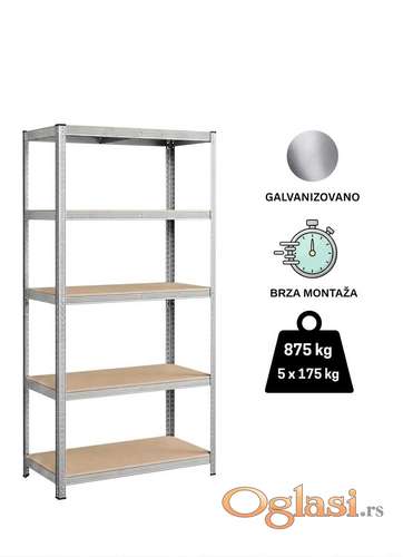 Metalna polica,stalaža 180x90x40cm 5x175kg