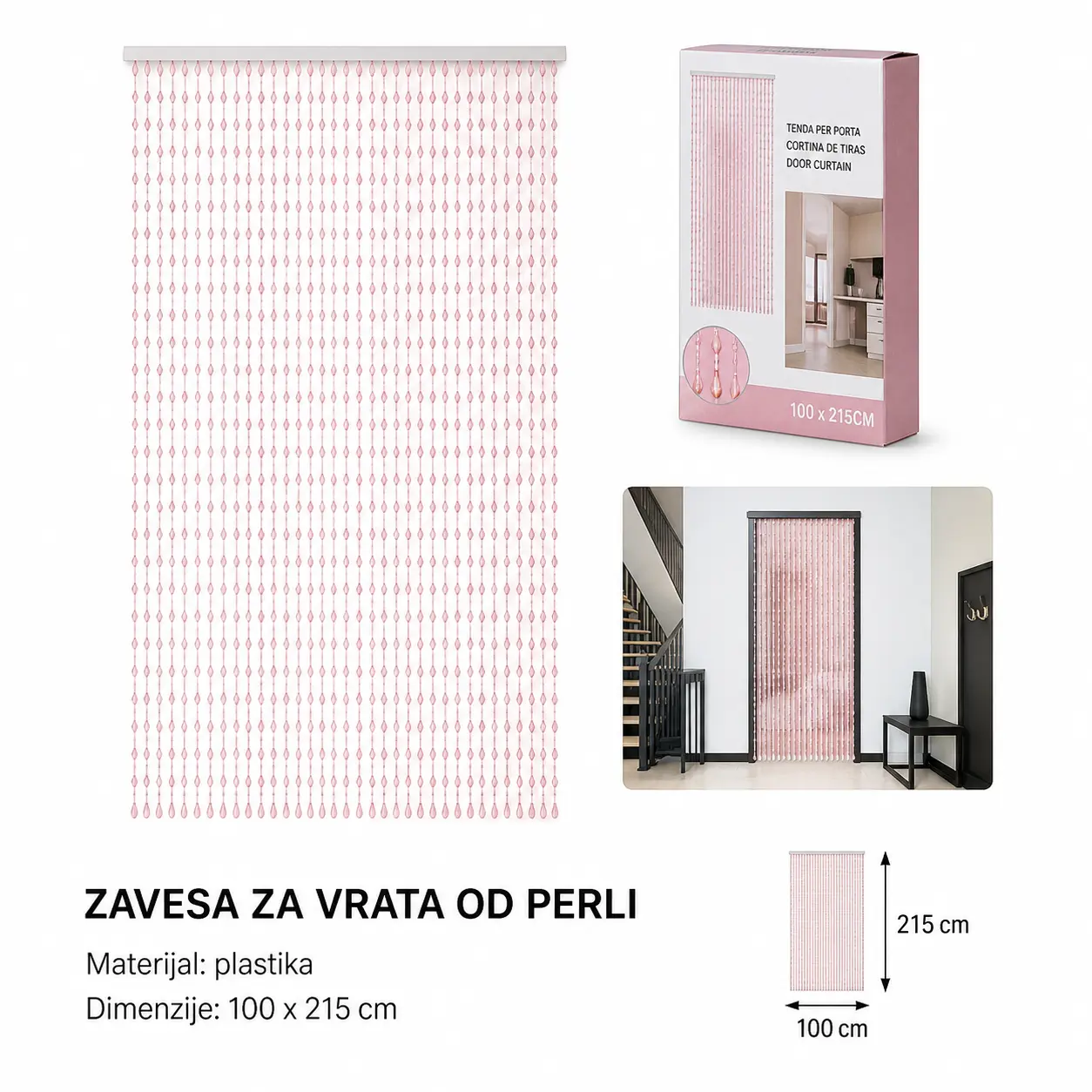 KMT Zavesa za vrata, Roze