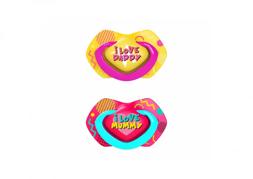 CANPOL BABIES SILIKONSKA VARALICA 6-18M NEON LOVE 2 KOM PINK (22653_pin)