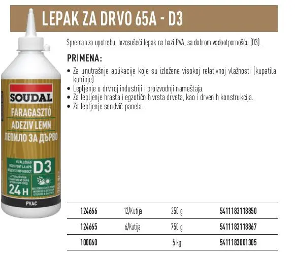 SOUDAL LEPAK D3 DRVO 65A 5/1