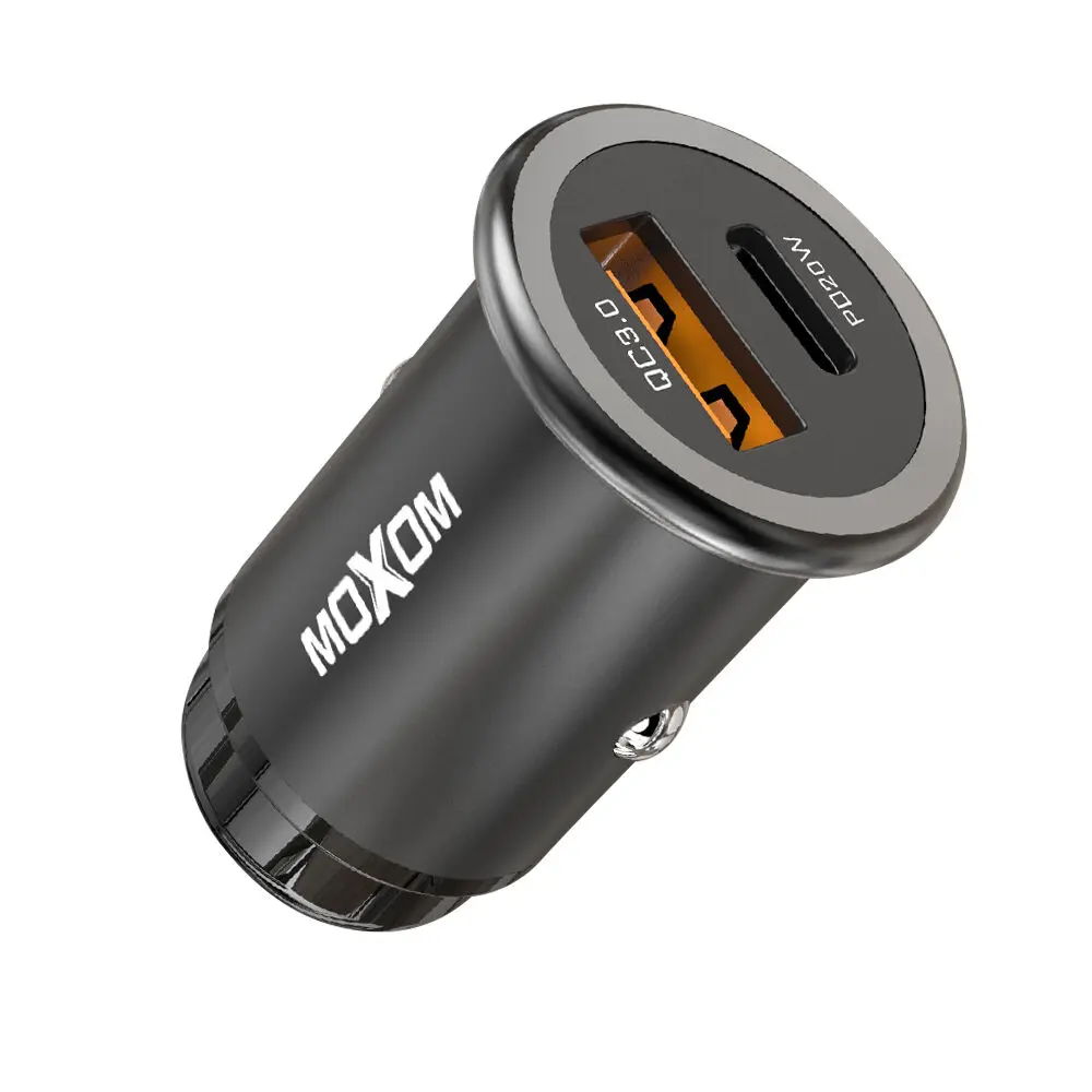 Moxom Auto punjač MX-VC11, PD 3.0, QC 3.0, 20W + 18W, Crni