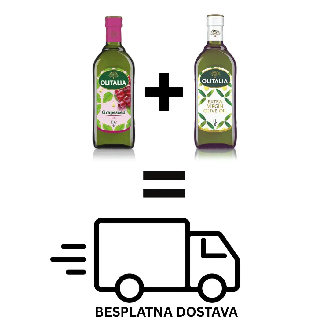 AKCIJA MASLINOVO ULJE + ULJE OD KOŠTICE GROŽĐA OLITALIA 1L = BESPLATNA DOSTAVA