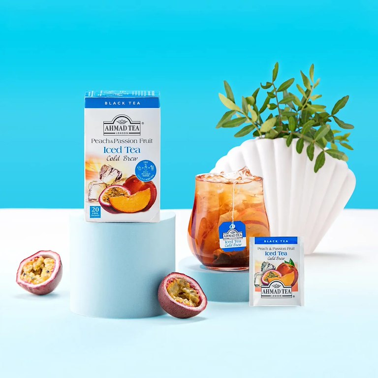 LEDENI ČAJ PEACH & PASSION FRUIT COLD BREW AHMAD TEA 20 KESICA