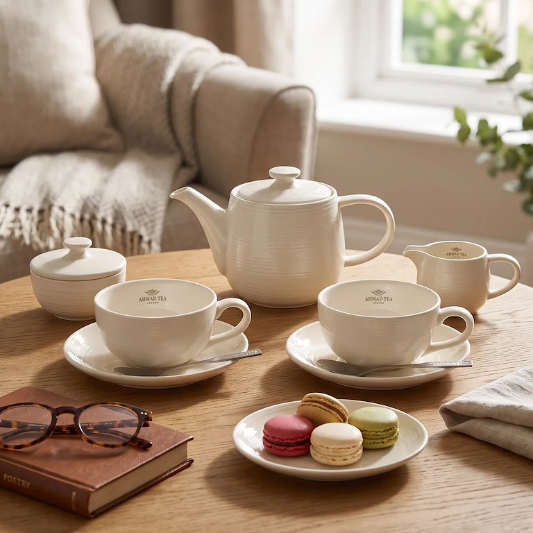 ČAJNI SET ČAJANKA ZA DVOJE AHMAD TEA STANDARD PLUS BELI