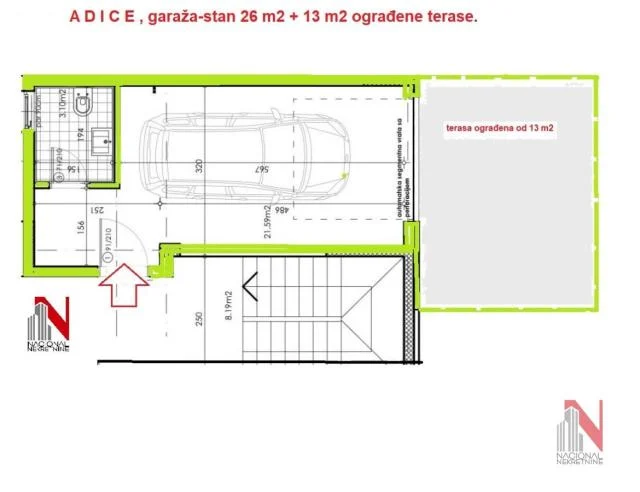 Stan-Garaža-Terasa 13 m2