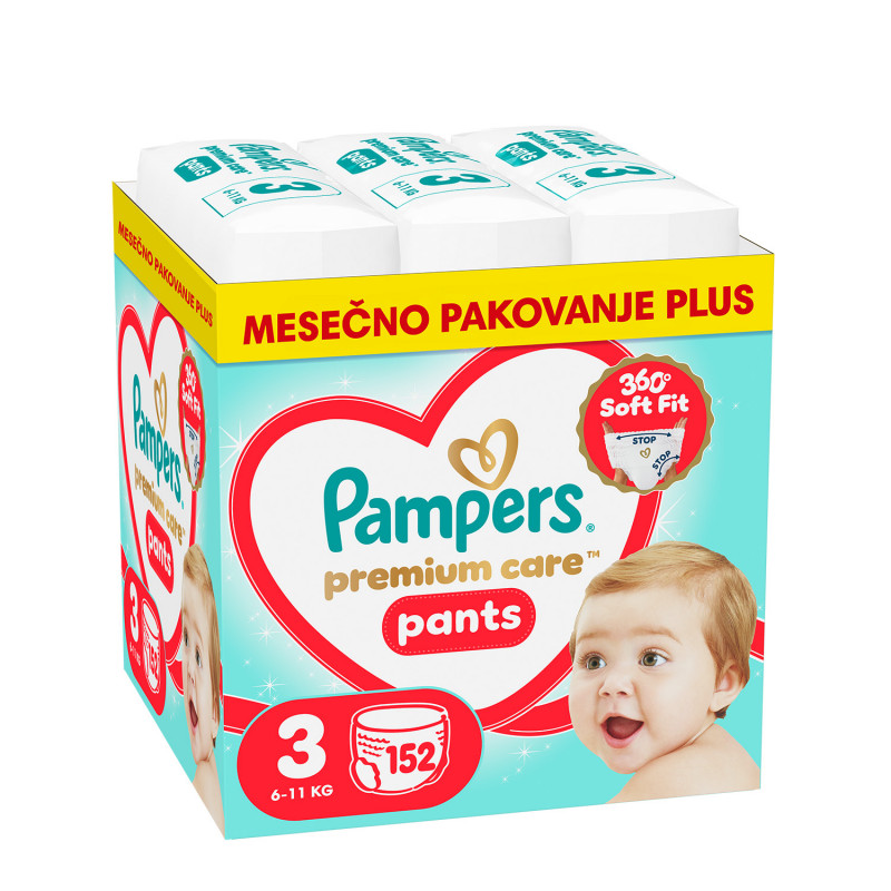 Pampers pants pelene monthly 3 premium care 6-11kg 152kom