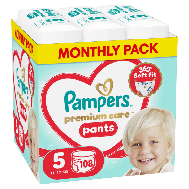 Pampers pants pelene monthly 5 premium care 11-17kg 108kom