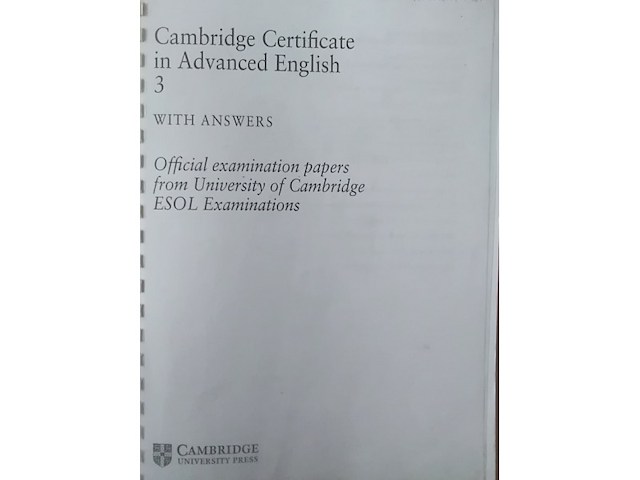 Cambridge Certificate in Advanced English 3