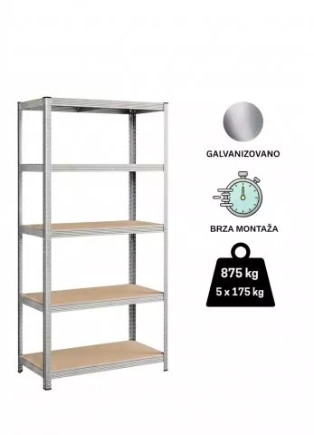 METALNA POLICA,STALAŽA 180X90X40CM 5X175KG