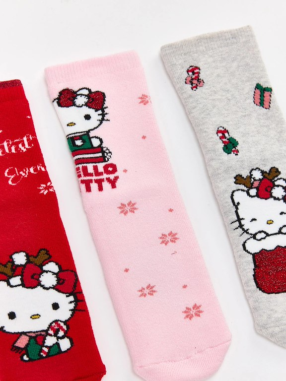LCW Kids 3-pack Hello Kitty Dečje Frotirne Kratke Čarape Sa Uzorkom