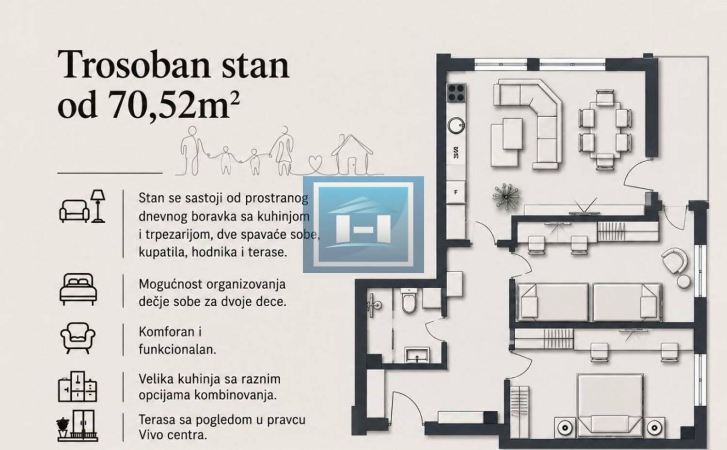 Trosoban stan, Jagodina | Prodaja · 70m² · 131.800€