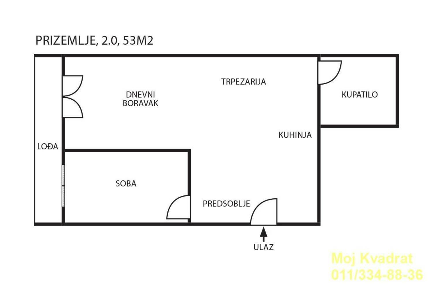 Dvosoban stan, Beograd – Cvetkova pijaca | Prodaja · 53m² · 185.000€
