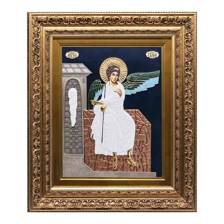 Ikona u ramu ARHANGEL GAVRILO MILEŠEVSKI BELI ANĐEO, 425x500x45 mm