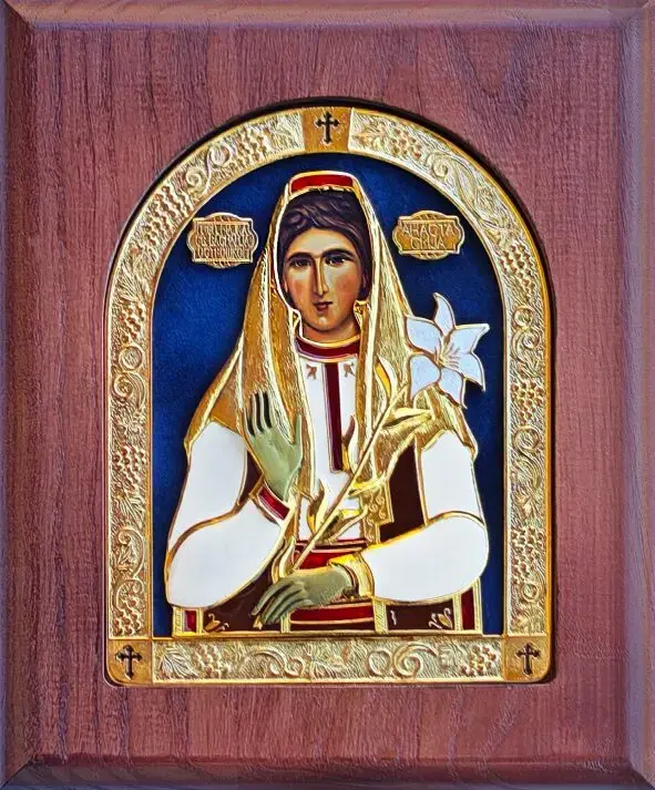 Ikona u drvetu Prepodobna Anastasija Majka Svetog Vasilija, Pravougaona, 170x205x22mm
