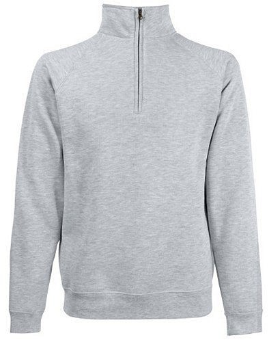 Fruit of the Loom, Classic Zip Neck Sweat, unisex duks sa cibzarom, pepeljasto siva , 2XL