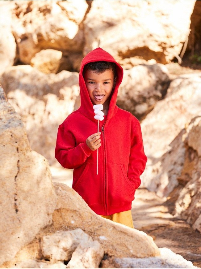 Fruit Of The Loom, Kids Classic Hooded Sweat Jacket, duks za decu sa kapuljačom i cibzarom, crvena , 9-11