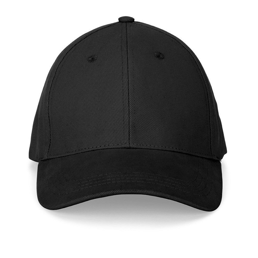 NATHAN. Kapa od 100% četkanog pamuka (260 g/m²) sa 6 panela, crna