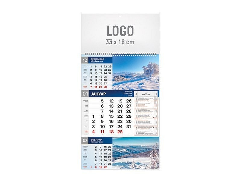 POSLOVNI PRIRODA,Zidni kalendar,12 listova