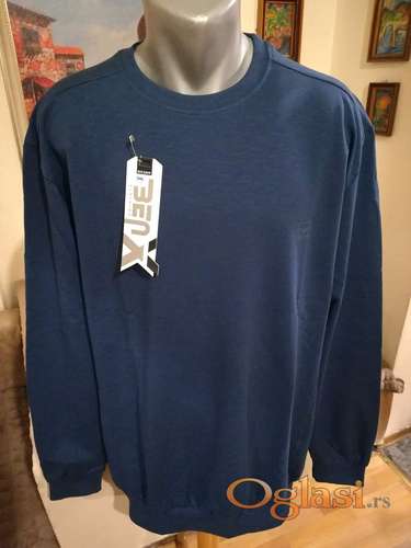 Kvalitetan muski pamucni duks Benx Veliki broj 3XL 4XL 5XL Plavi Novo