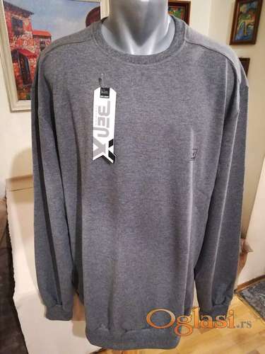 Kvalitetan muski pamucni duks Benx u velikom broju 4XL 5XL Sivi Novo