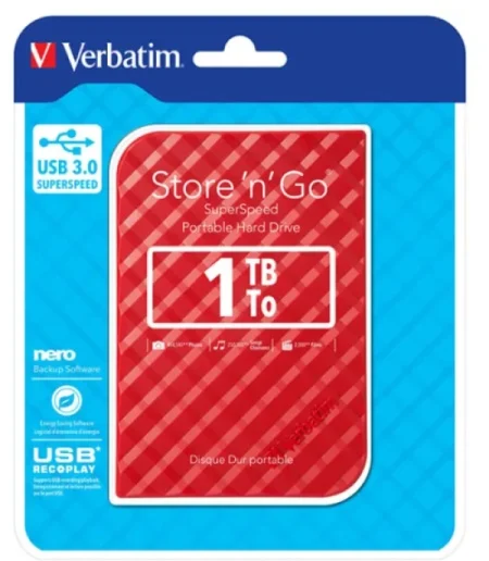 Verbatim 53203 HDD E2.5" 1TB USB 3.0 Store'n'Go , Red