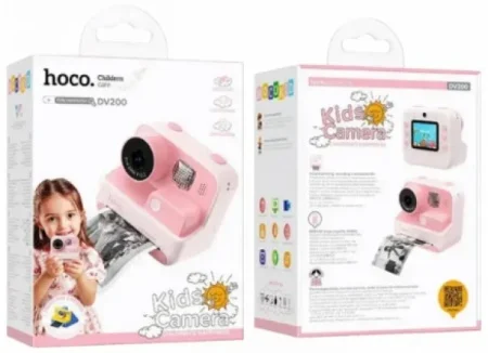 hoco. Dečija kamera sa štampačem, 2 inča IPS LCD, 720p, microSD - DV200 Pink