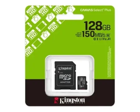 Kingston + SD adapter SDCS3/128GB Micro SD Card 128GB class 10