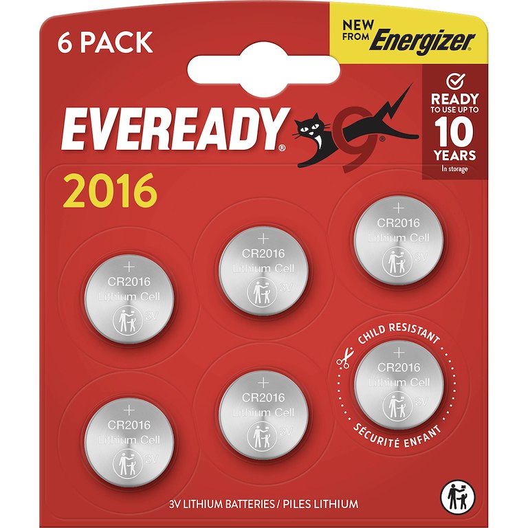 Eveready E304439200 dugmasta baterija 3 V CR 2016 pak. 6 kom.