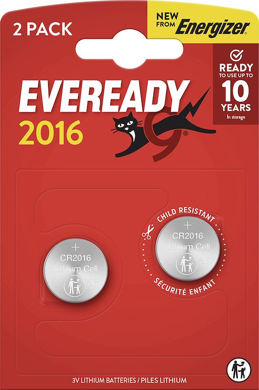 Eveready E304439100 dugmasta baterija 3 V CR 2016 pak. 2 kom.