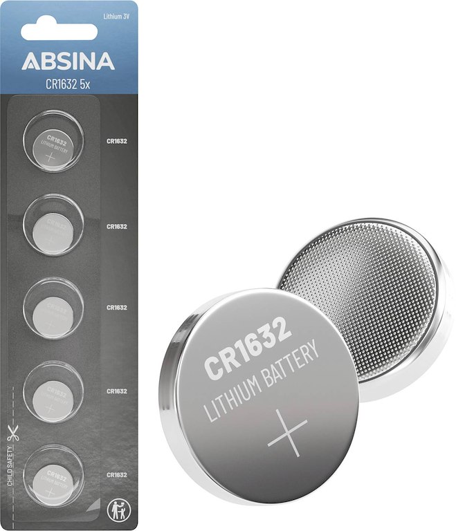 Absina dugmasta baterija litijumska 3 V CR 1632 pak. 5 kom.
