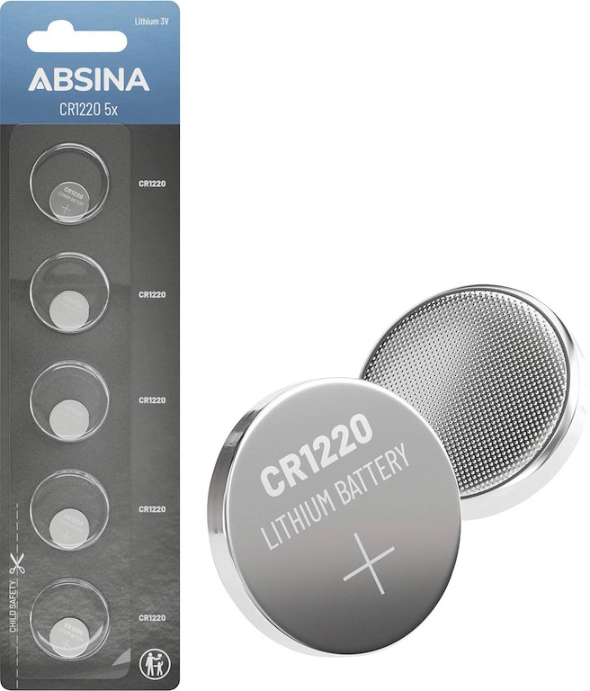 Absina dugmasta baterija litijumska 3 V CR 1220 pak. 5 kom.