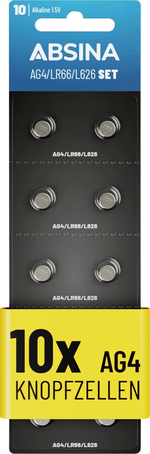 Absina dugmasta baterija alkalna 1,5 V AG 4 pak. 10 kom.