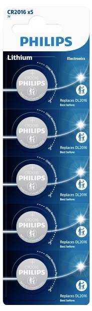 Philips dugmasta baterija litijumska 3 V CR 2016 pak. 5 kom.