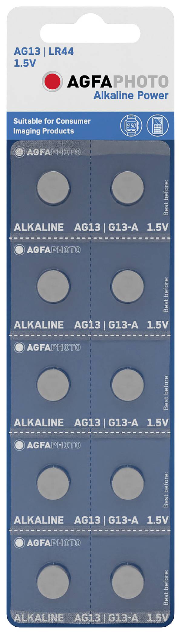 AgfaPhoto AG13 dugmasta baterija alkalna 1,5 V LR 44 pak. 10 kom.