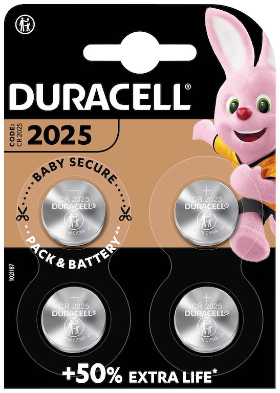 Duracell dugmasta baterija litijumska 3 V 165 mAh CR 2025 (⌀ x V) 20 mm x 2,5 mm