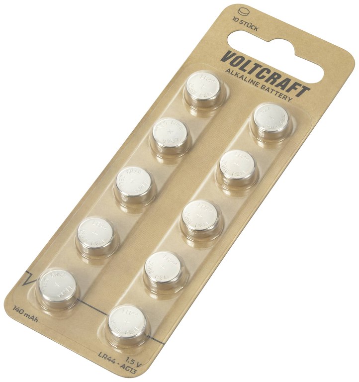 VOLTCRAFT AG13 dugmasta baterija alkalna 140 mAh LR 44 pak. 10 kom.
