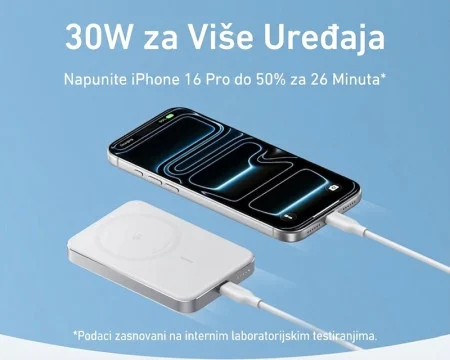 Anker MagGo 10000mAh, 15W, magnetno bežični power bank, beli