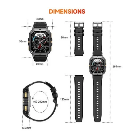 Oukitel 170456 BT101 crni Smart Watch Military 410mAh/Heart rate/SpO2/Blood Pressure/Accelerometer/eSIM