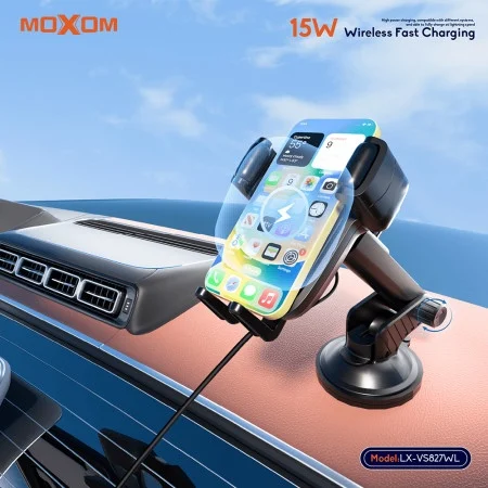 Moxom mx-vs827 wl wireless 15w crni drzac za mobilni telefon ( d2127 )