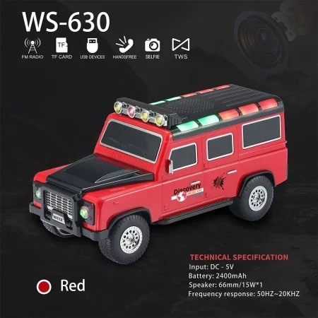 Zvucnik bluetooth ws-630 auto crveni ( ZV1263 )