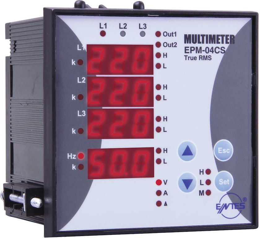 ENTES EPM-04CS-96 digitalni ugradni merni instrument napon AC, struja AC, frekvencija, napon, struja LCD