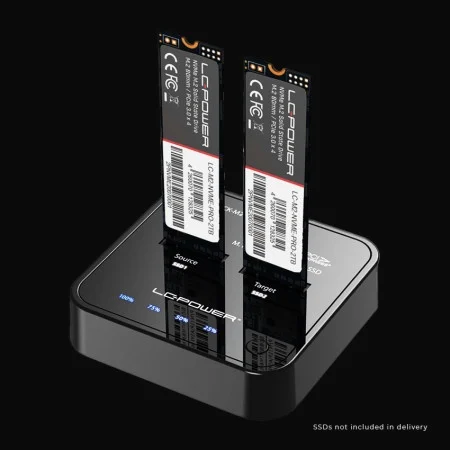 Lc power lc-dock-m2-nvme usb 3.2 gen2x1 docking station for two nvme-m.2 ssd, cloning, black Hdd docking ( 24099 )
