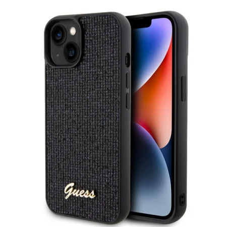 Gues maska za iPhone 15 disco script metal black ( GUHCP15SPMSDGSK )