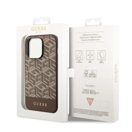 Guess futrola za iPhone 14 pro gcube pu stripes brown MagSafe ( GUHMP14LHGCFSEW )