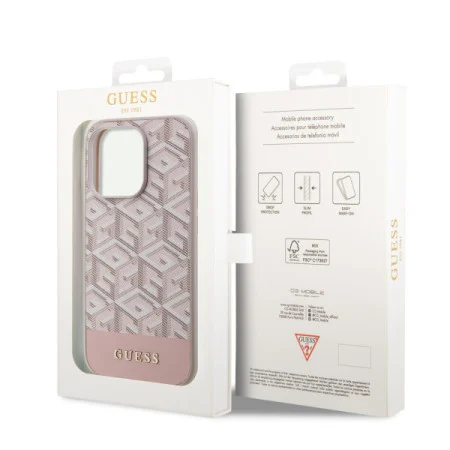 Guess futrola za iPhone 14 pro gcube pu stripes pink MagSafe ( GUHMP14LHGCFSEP )