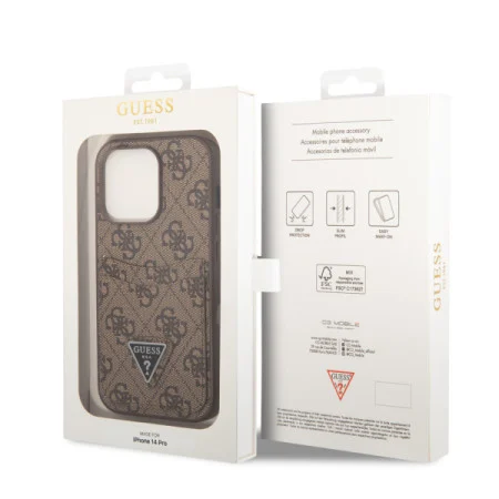 Guess futrola za iPhone 14 pro 4G double card triangle brown ( GUHCP14LP4TPW )