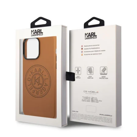 Karl Lagerfeld futrola za iPhone 14 pro max pu leather perforated logo camel ( KLHCP14XFWHC )