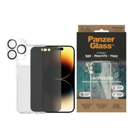 PanzerGlass iPhone 14 pro bundle (UWF Privacy zaštitno staklo, futrola, zaštita za kameru) ( PGB0402+P2784 )