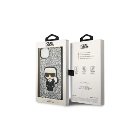 Karl Lagerfeld futrola za iPhone 14 silver glitter flakes Ikonik ( GSM167655 )